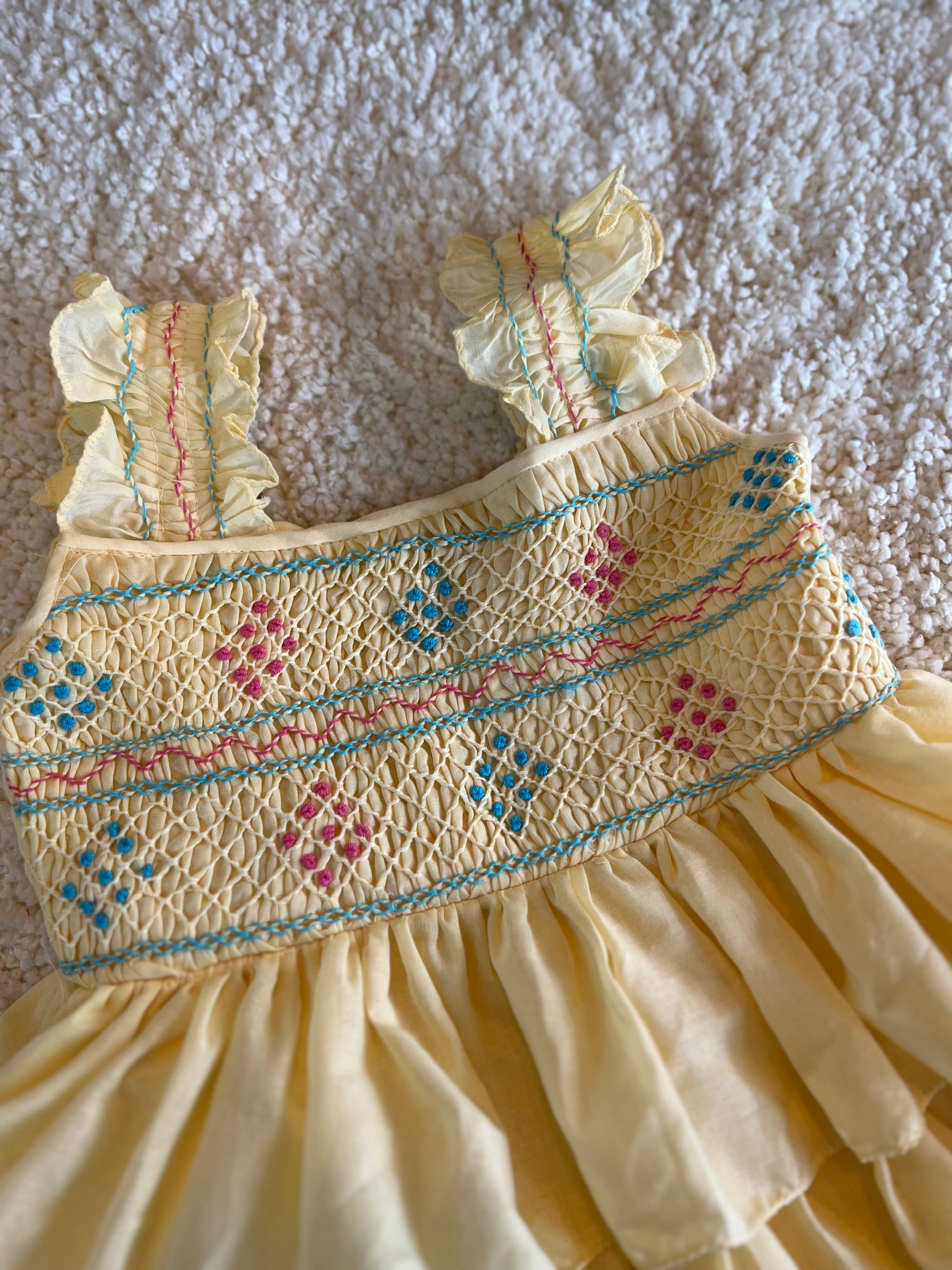 Klingaru Smocking Frock - Pastel Yellow