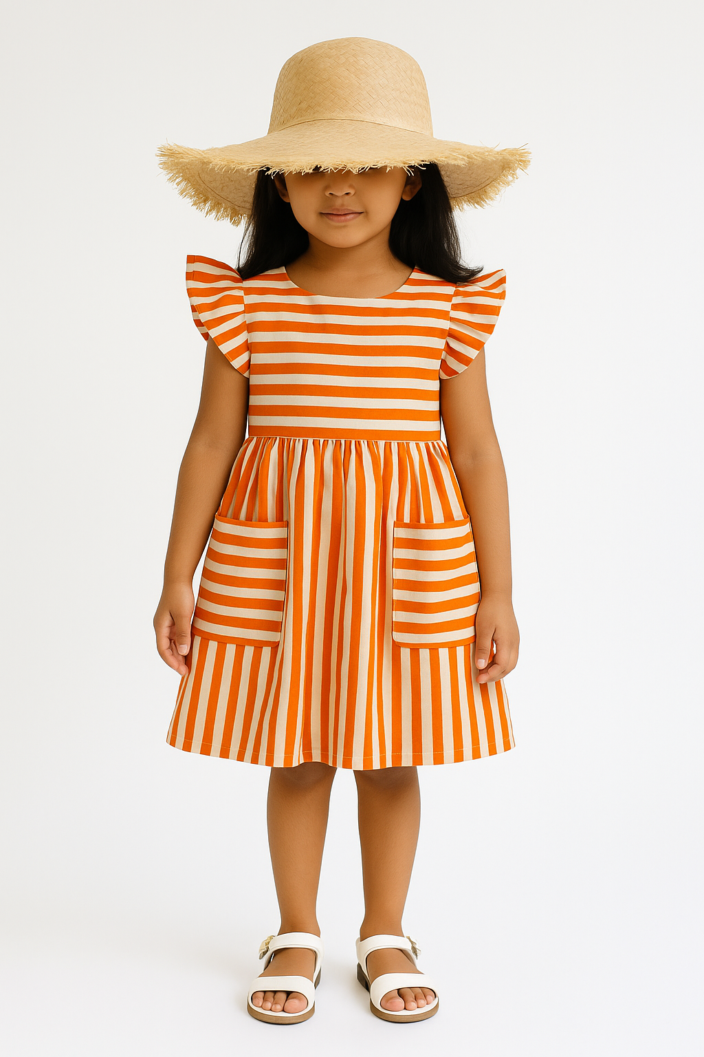 Klingaru Frock - Orange Rust Stripes Frock