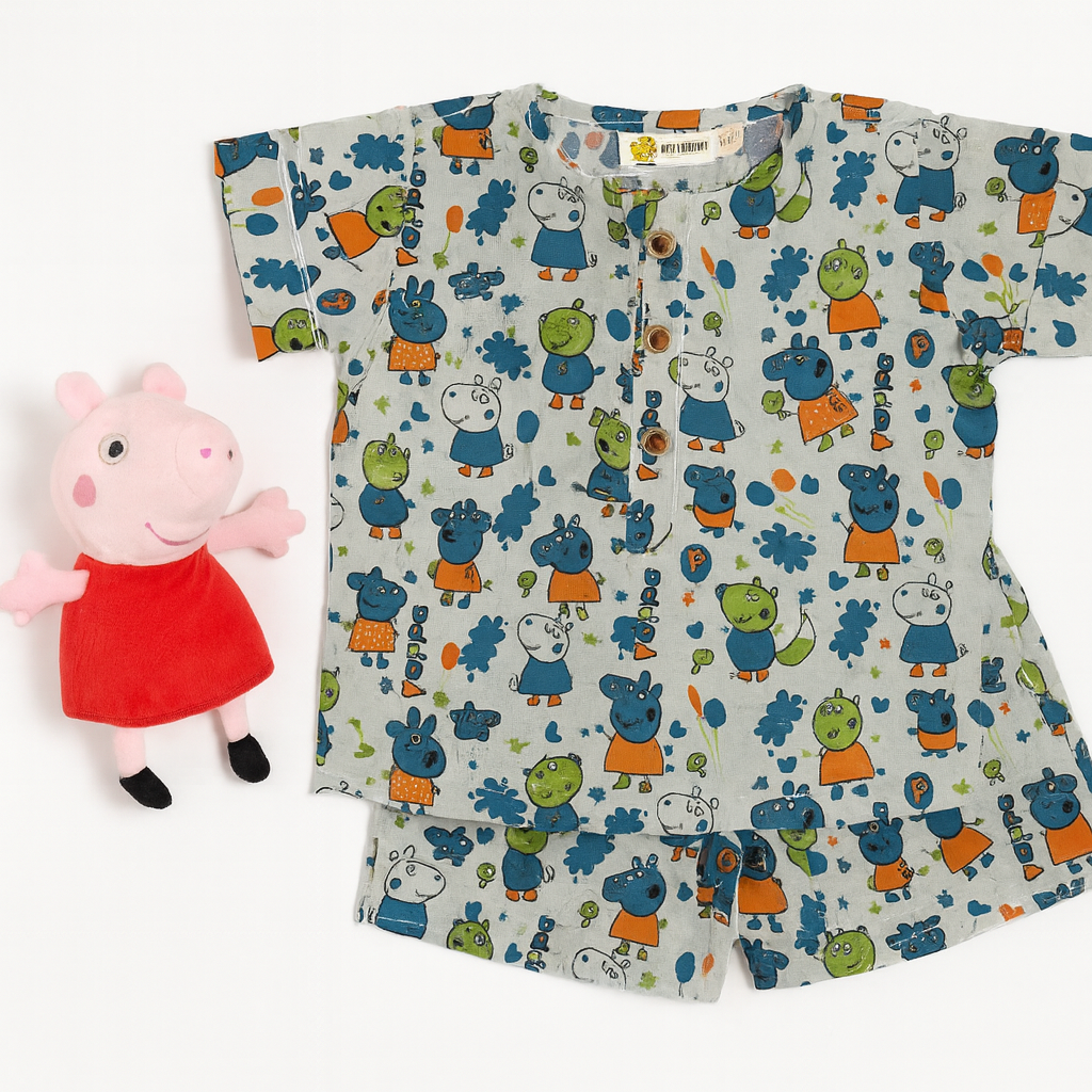Klingaru Summer Short Set - Blue Peppa Pig